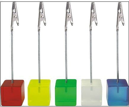 Porta documentos para escritorio, cubo de acrilico, con clip que sostiene documentos - Markaevents